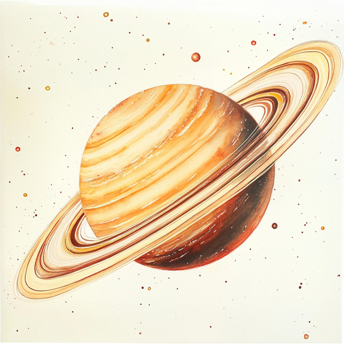 10 Printable Saturn Art, Watercolor Saturn, Planet Clipart, Printable ...