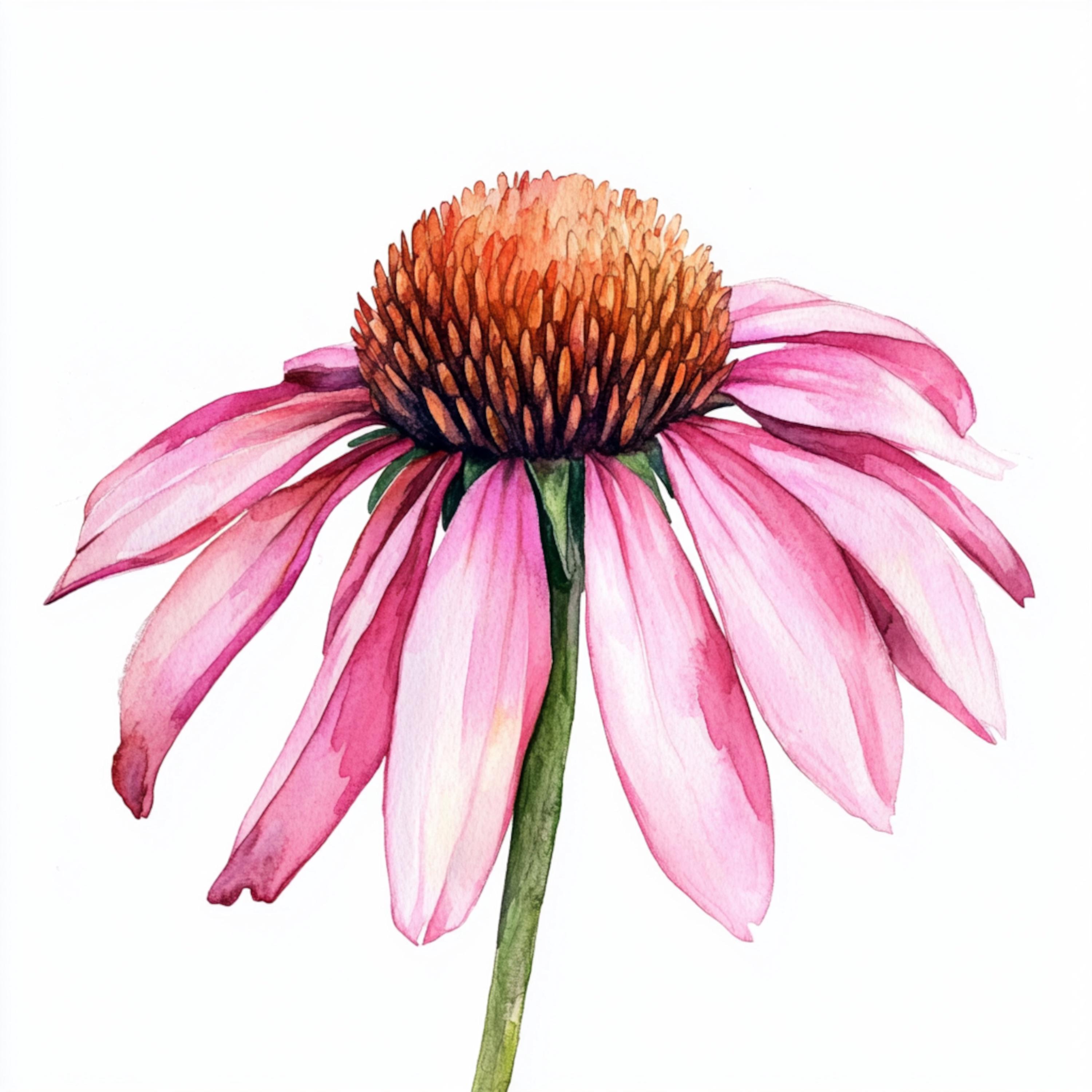 10 Printable Coneflower, Pink Flower, Coneflower Gift Art, Watercolor ...