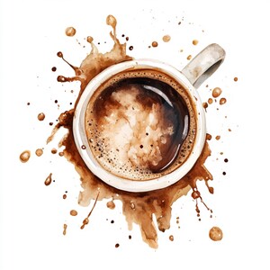 Printable Coffee Splash Art, Watercolor Images, Coffee Splash Print ...