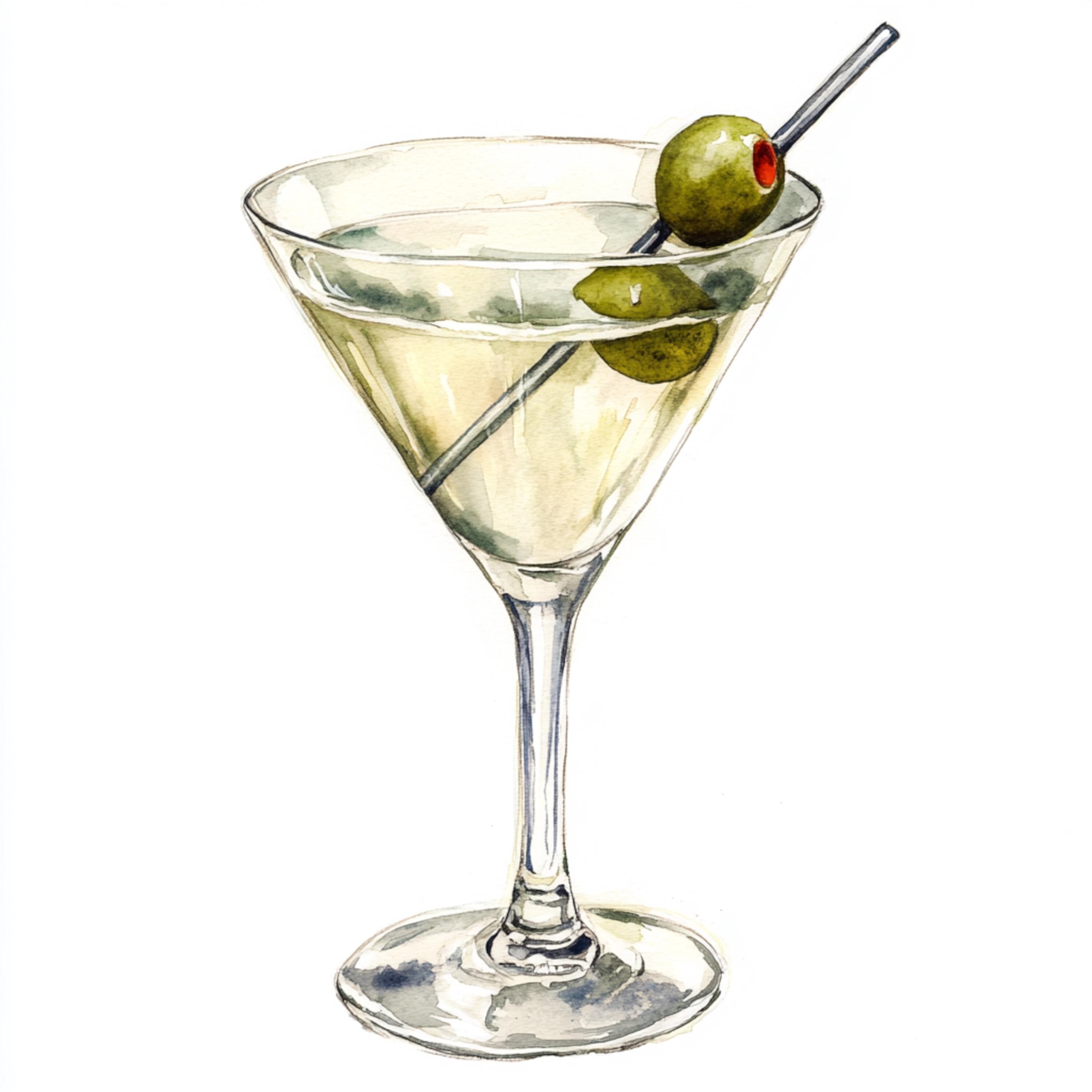 10 Printable Dry Martini and Olives, Watercolor Images, Dry Martini ...