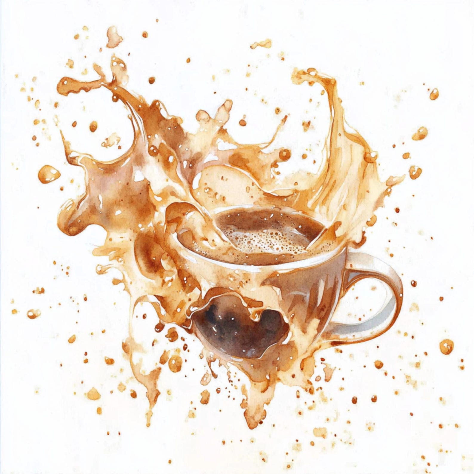 Printable Coffee Splash Art, Watercolor Images, Coffee Splash Print ...