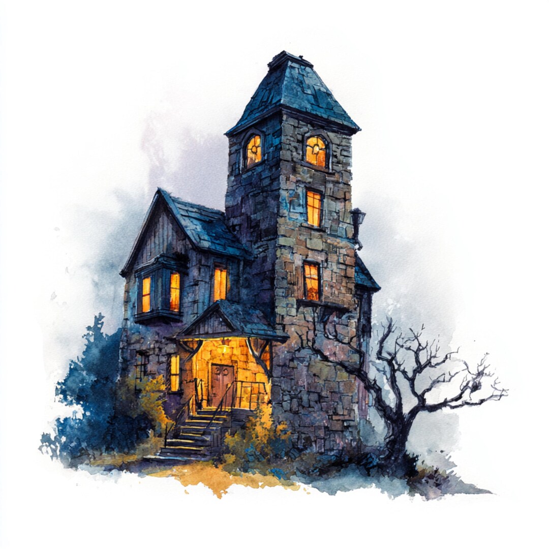 10 Printable Witch House, Haunted House Witch, Halloween House ...