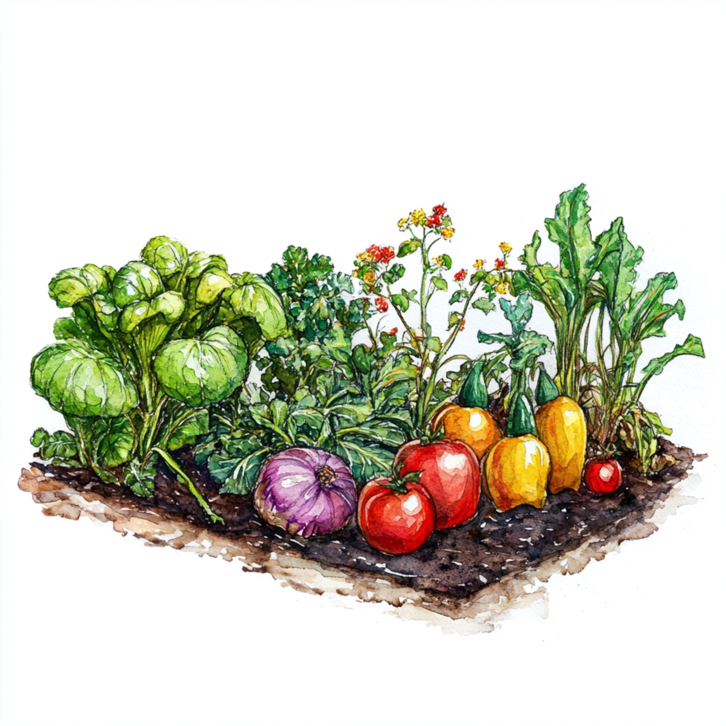 Printable Vegetable Garden Decor, Watercolor Images, Garden Art, 10 ...