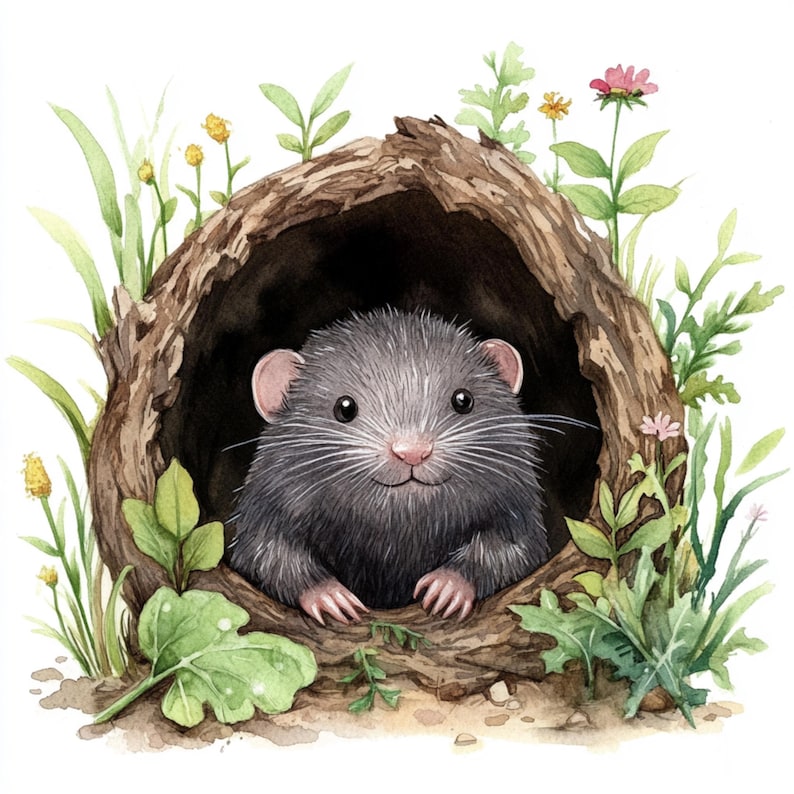 Printable Cute Mole Clipart, Moles Watercolor Art, Printable JPG ...