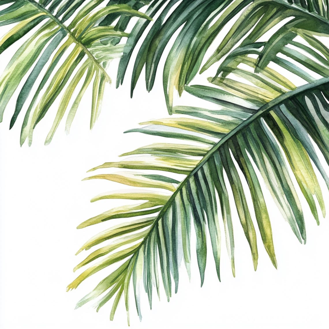 Printable Palm Leaves Decor, Watercolor 10 Images, Palm Leaves ...