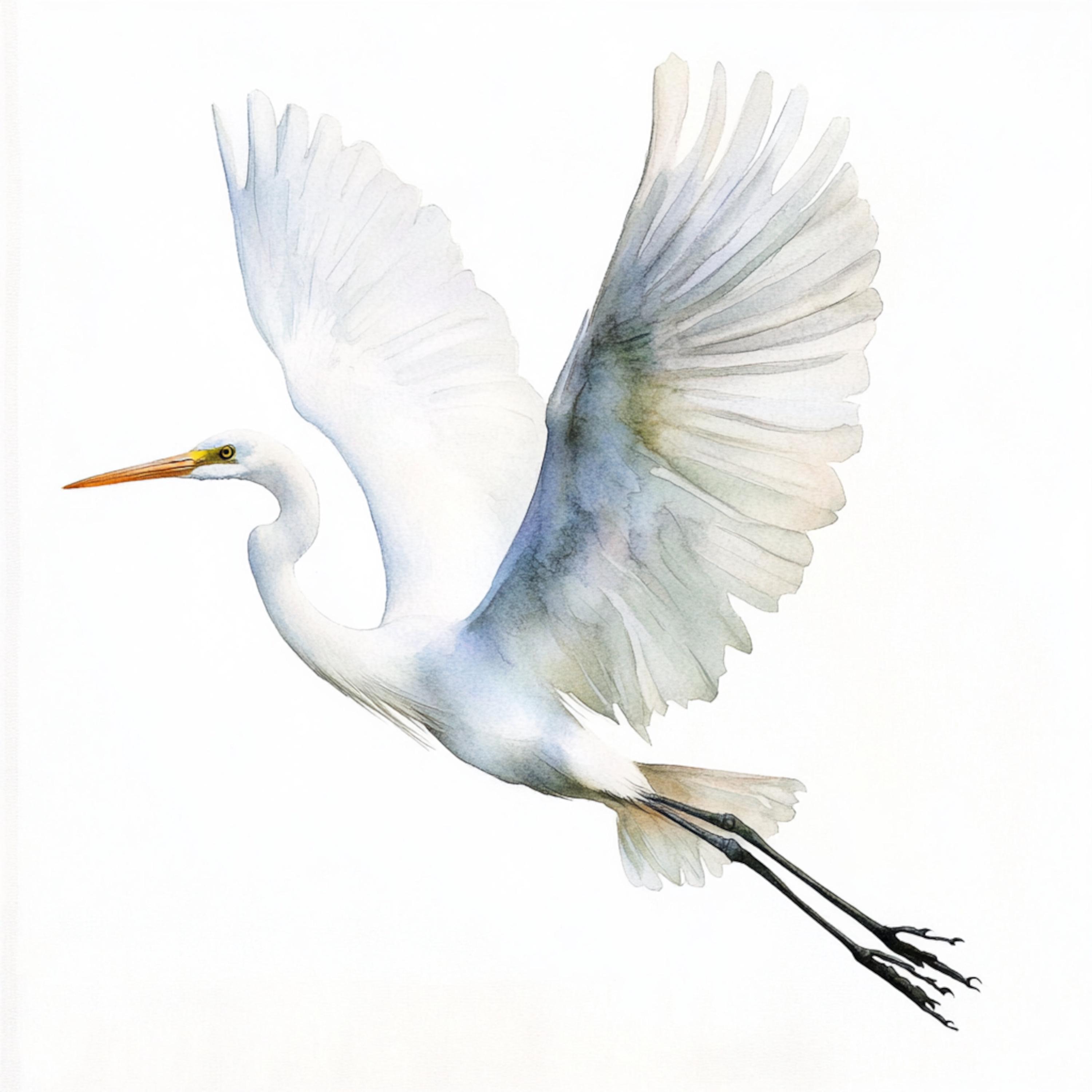 10 Printable Eret Clipart, Watercolor Egret, White Big Bird, Wild ...