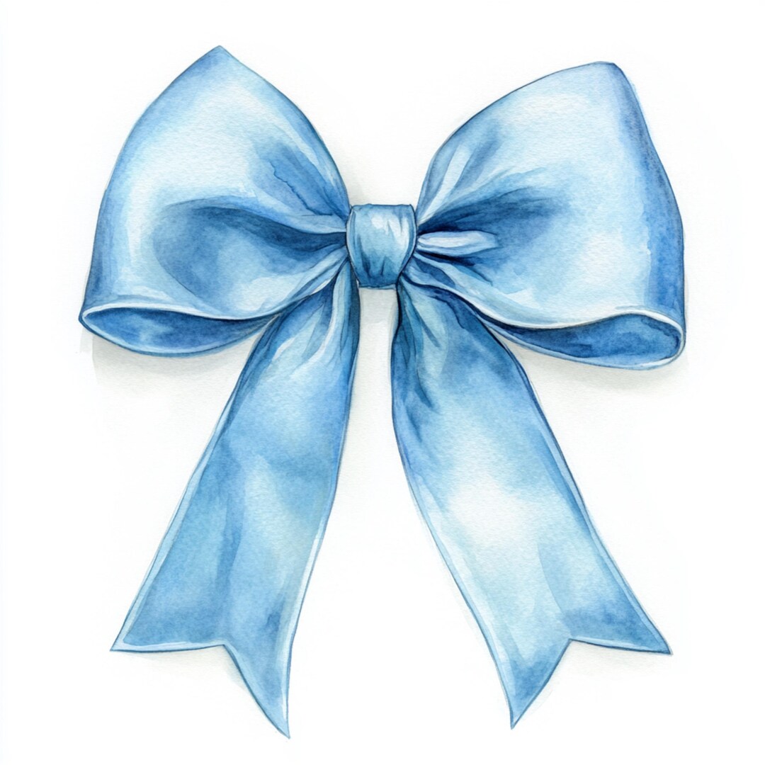 Printable Blue Bows, Watercolor Bows, Blue Clip Art, Bows Decor, DIY ...