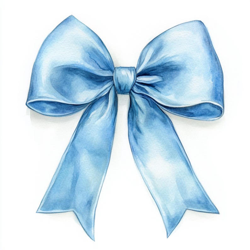 Printable Blue Bows, Watercolor Bows, Blue Clip Art, Bows Decor, DIY ...