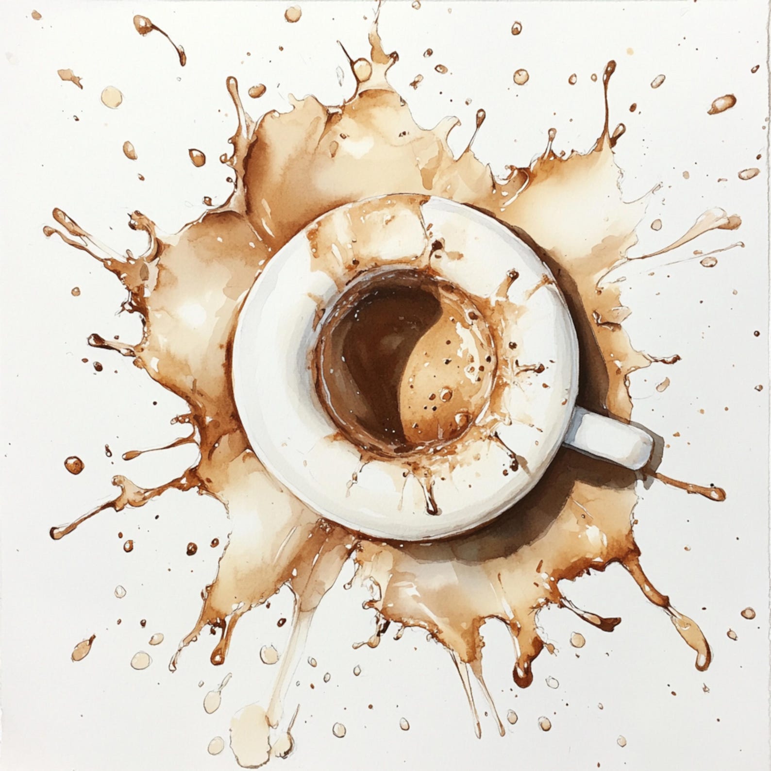 Printable Coffee Splash Art, Watercolor Images, Coffee Splash Print ...
