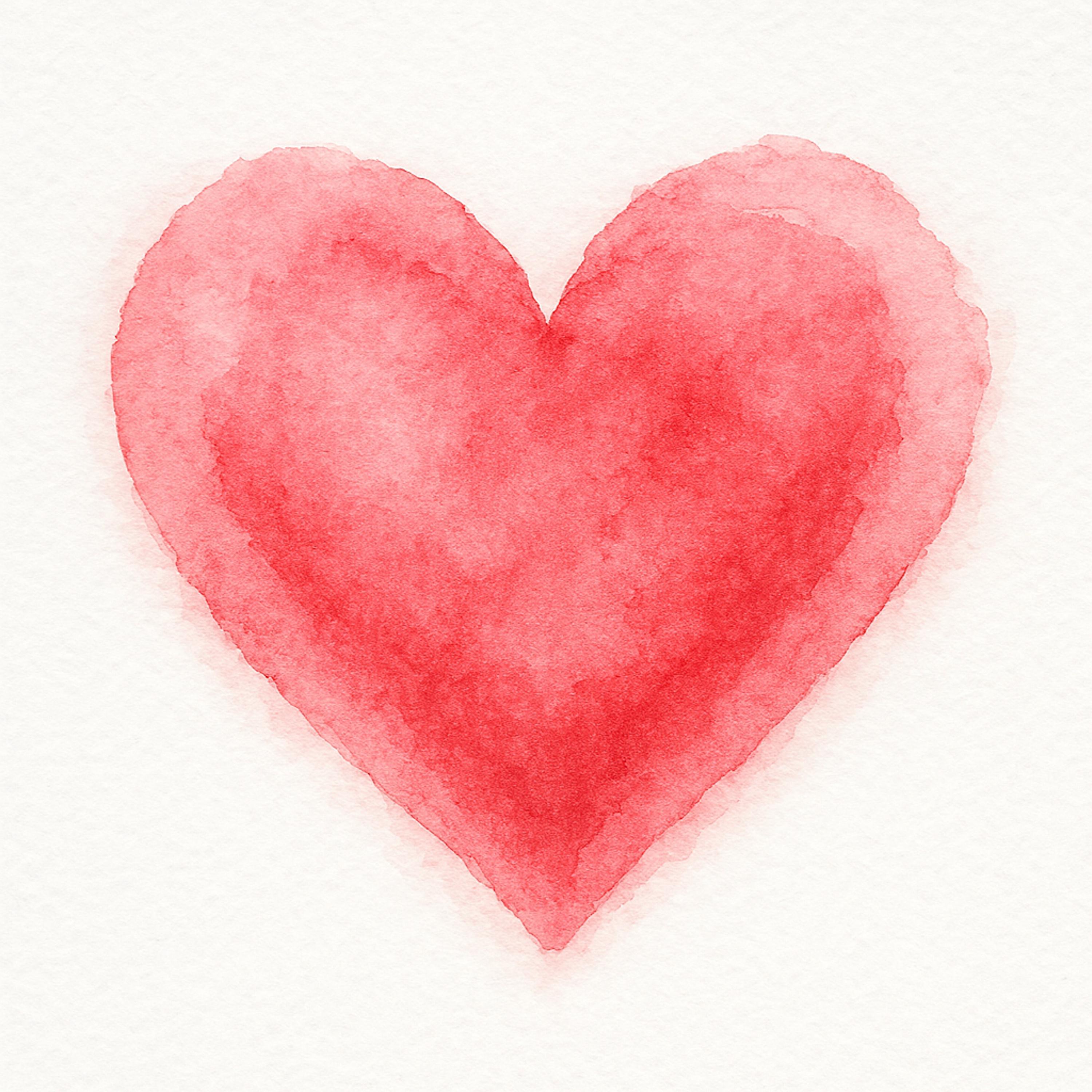 10 Printable Watercolor Red Heart, Watercolor Heart, Red Heart Clip Art ...