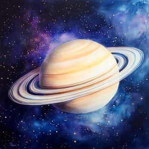 10 Printable Saturn Art, Watercolor Saturn, Planet Clipart, Printable ...