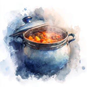 11 Printable Boiling Soup, Watercolor Soup in Pot, Kitchen Decor ...