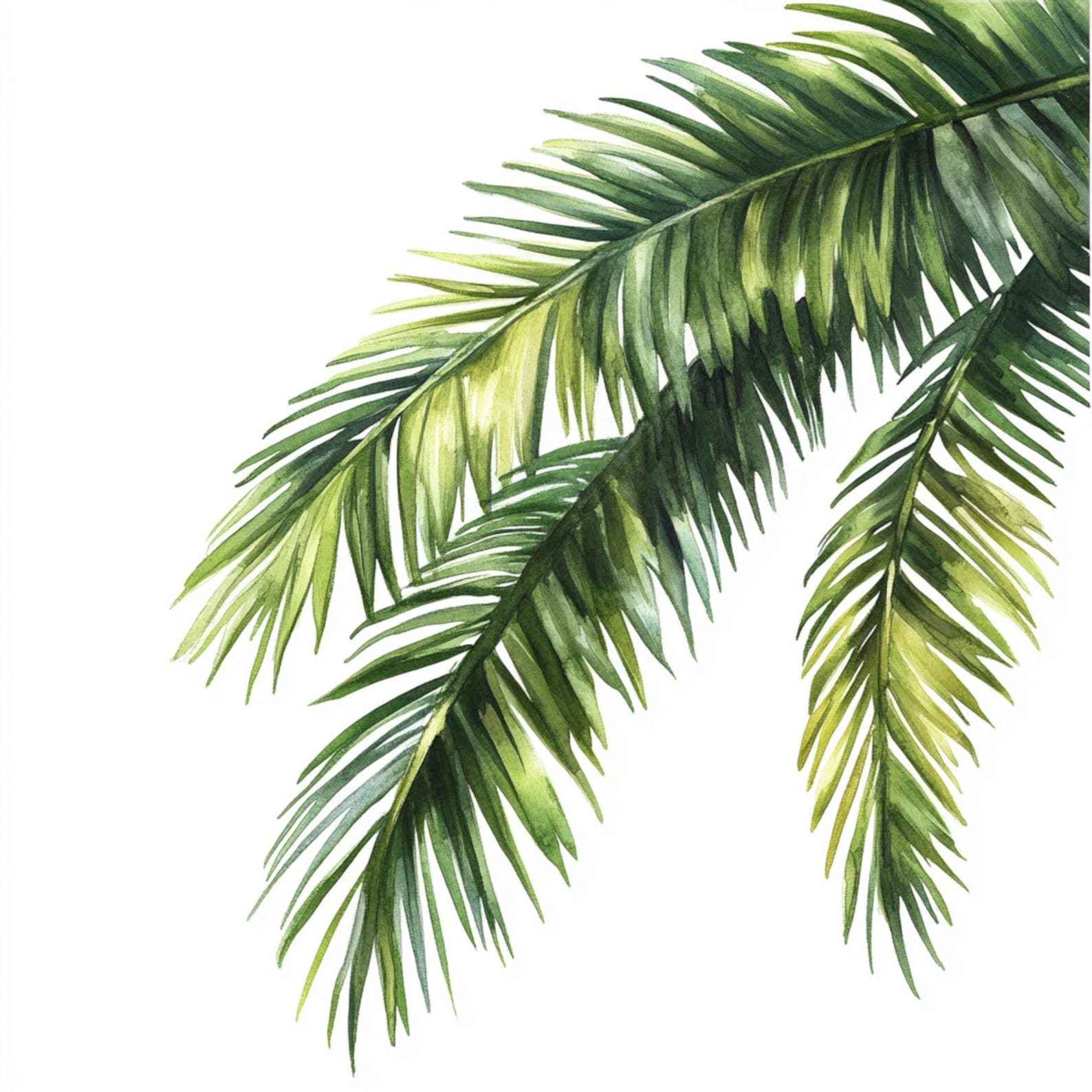 Printable Palm Leaves Decor, Watercolor 10 Images, Palm Leaves ...