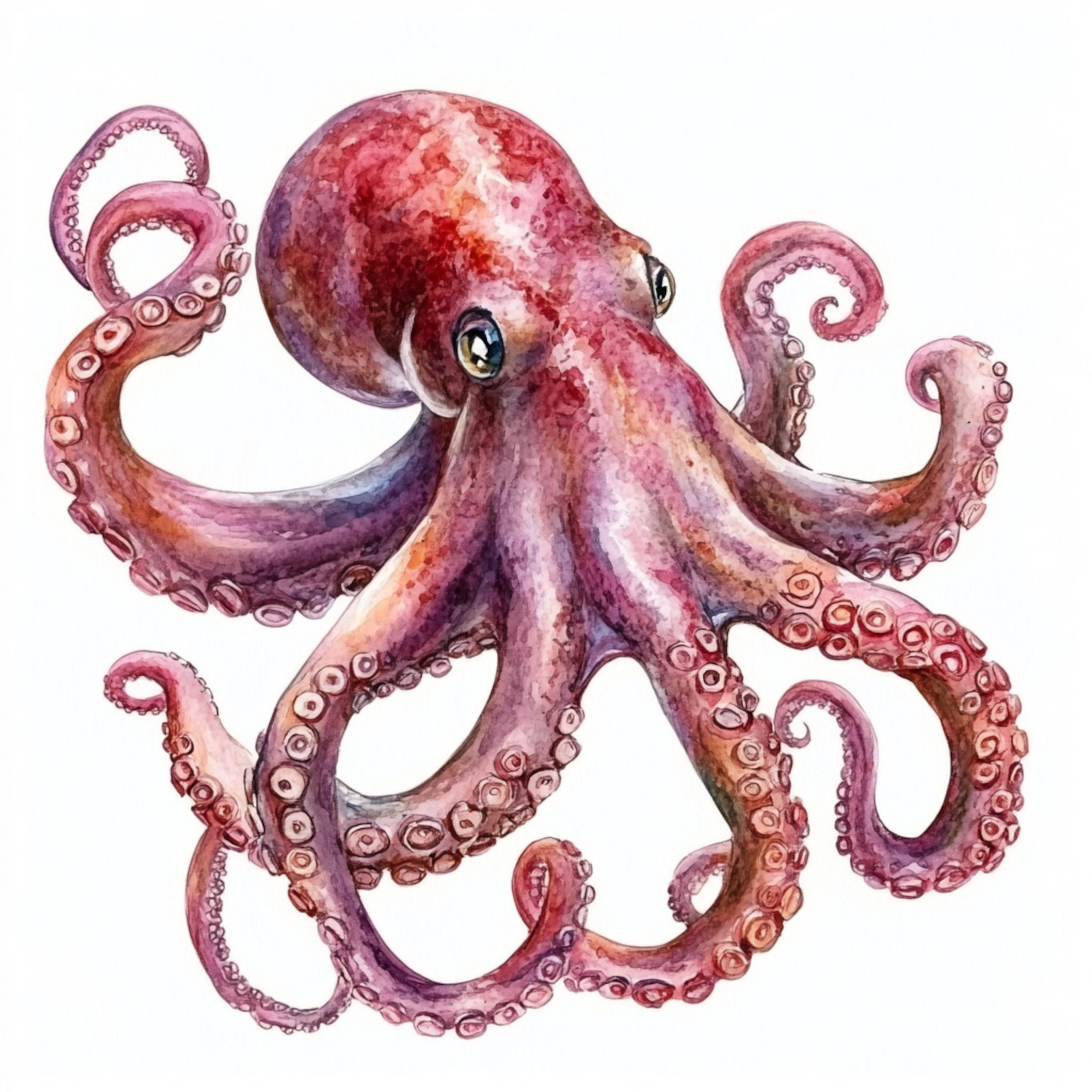 Printable Octopus Clipart, Octopus Watercolor, Nautical Clip Art ...