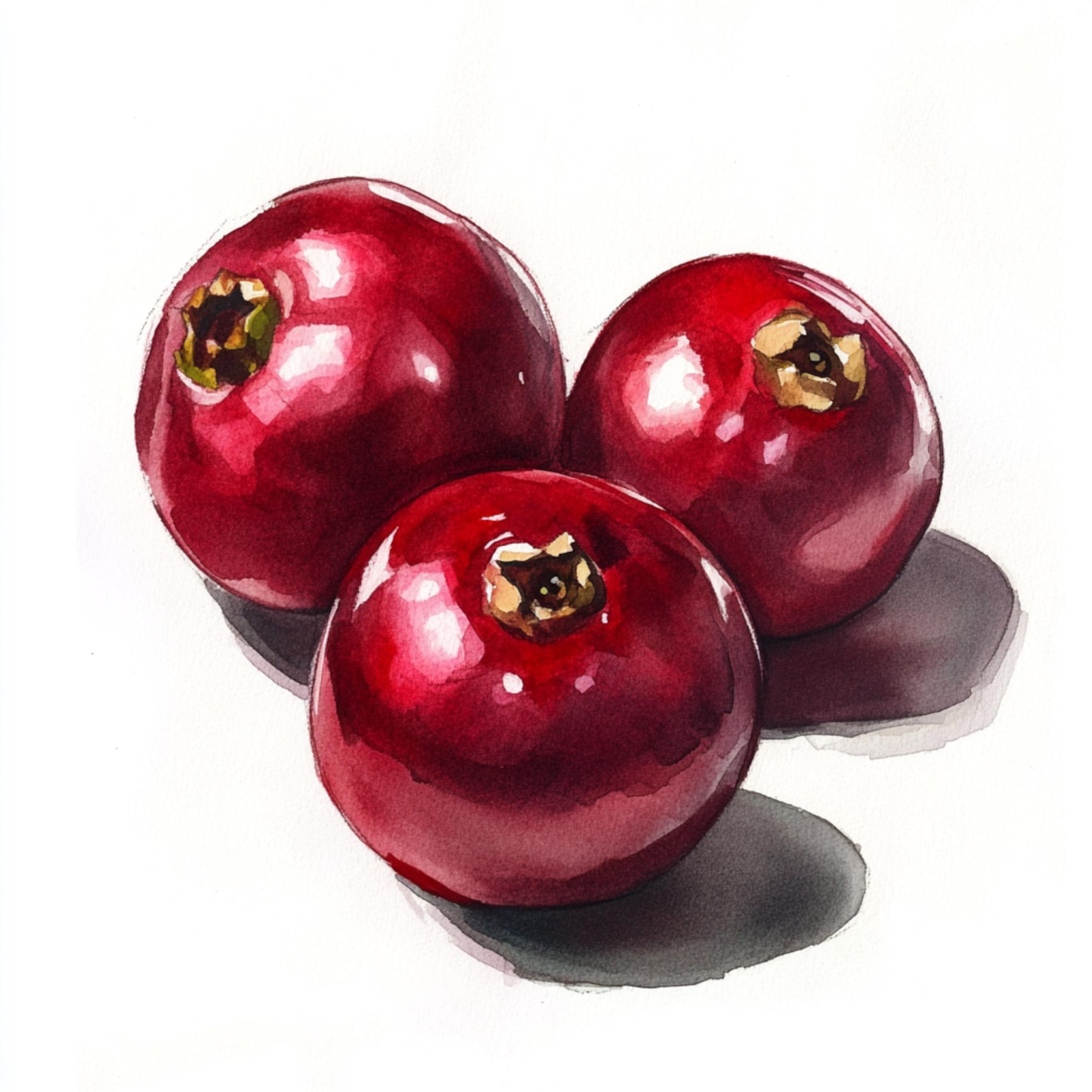 Printable Cranberry Decor, Watercolor Lingonberry, Bog-berry Art, 10 ...