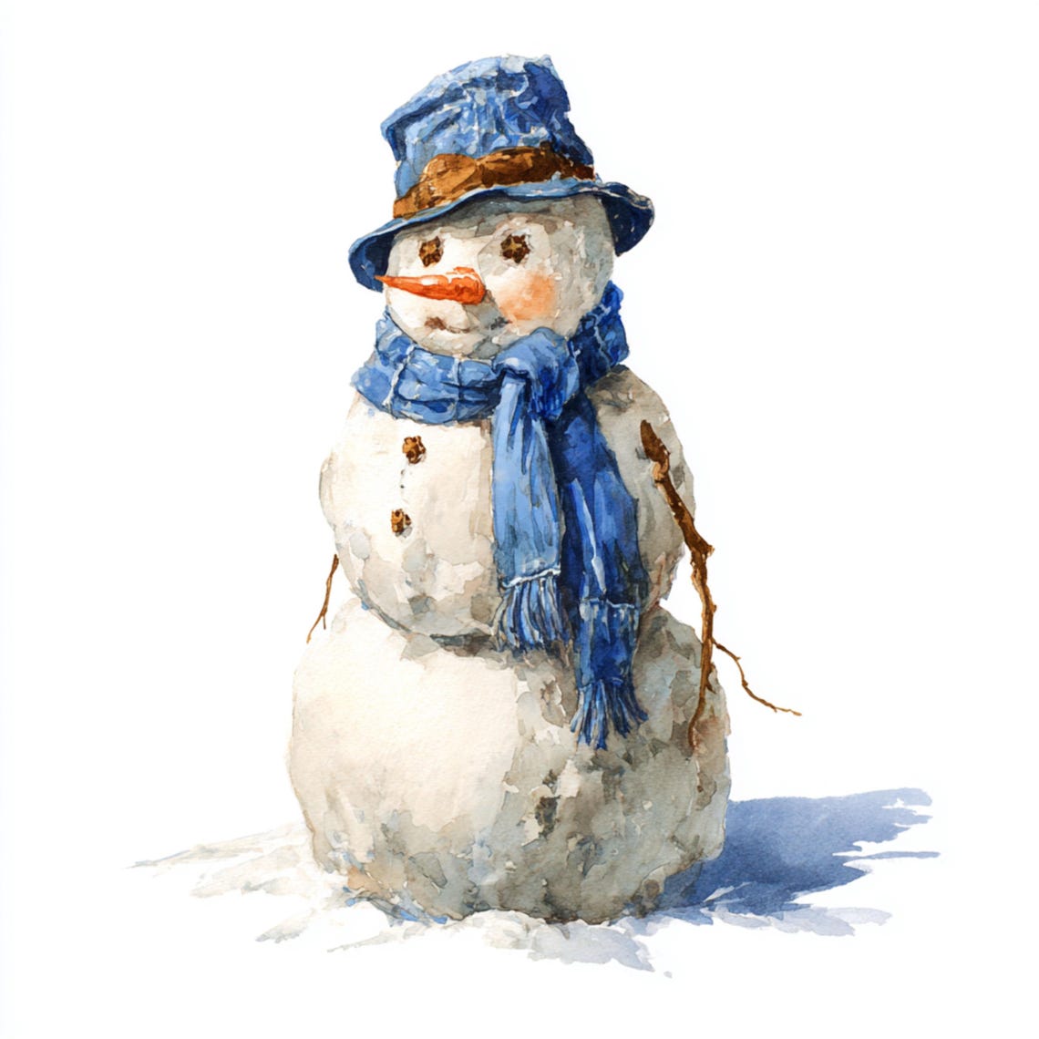 10 Printable Snowman, Vintage Snowman Art, Printable Watercolor Snowman ...
