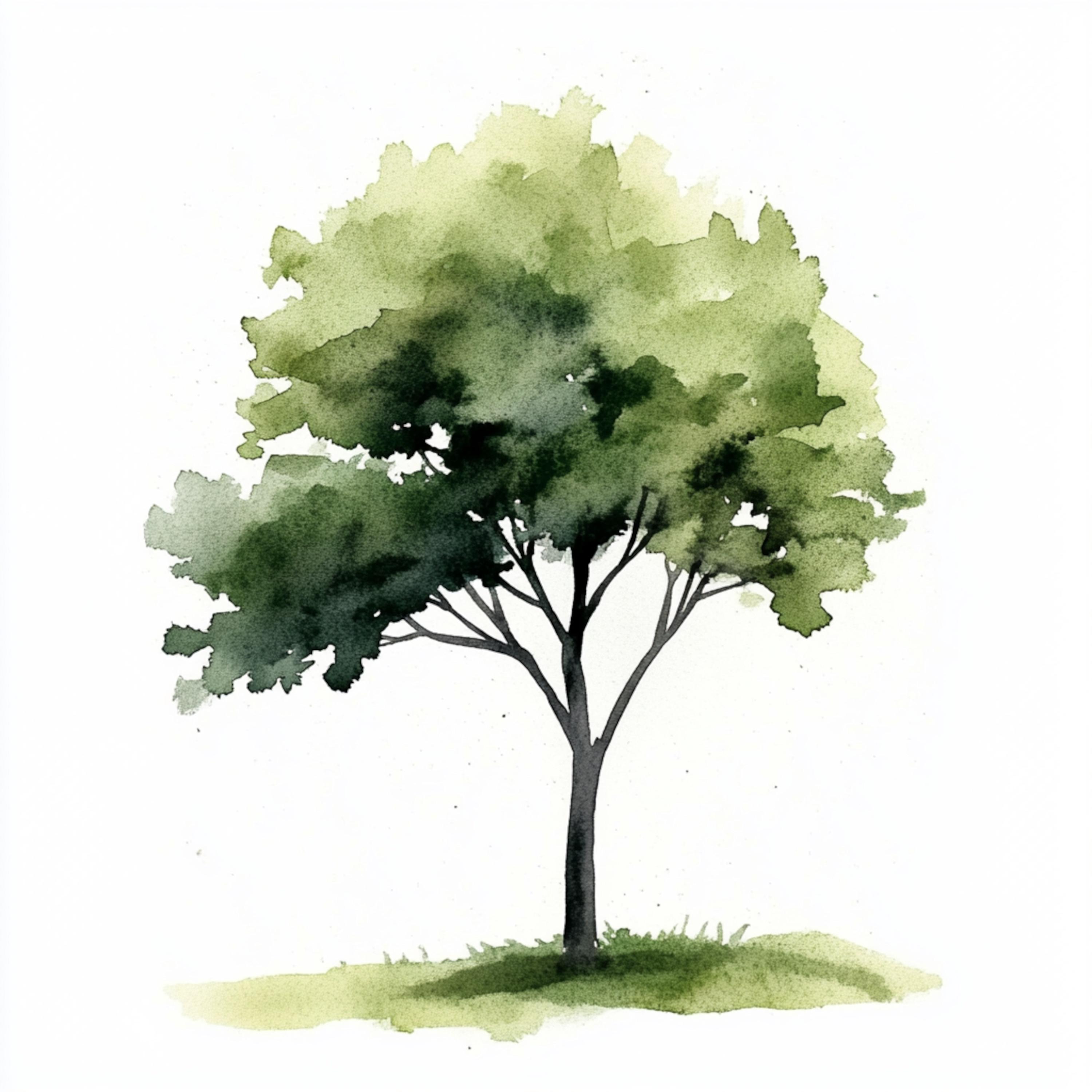 Printable Minimalist Tree, Watercolor Tree, 10 Images, Botanical Art ...