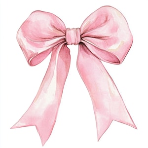 10 Printable Pink Bows, Watercolor Bows Clip Art, Printable Jpgs, Bows ...
