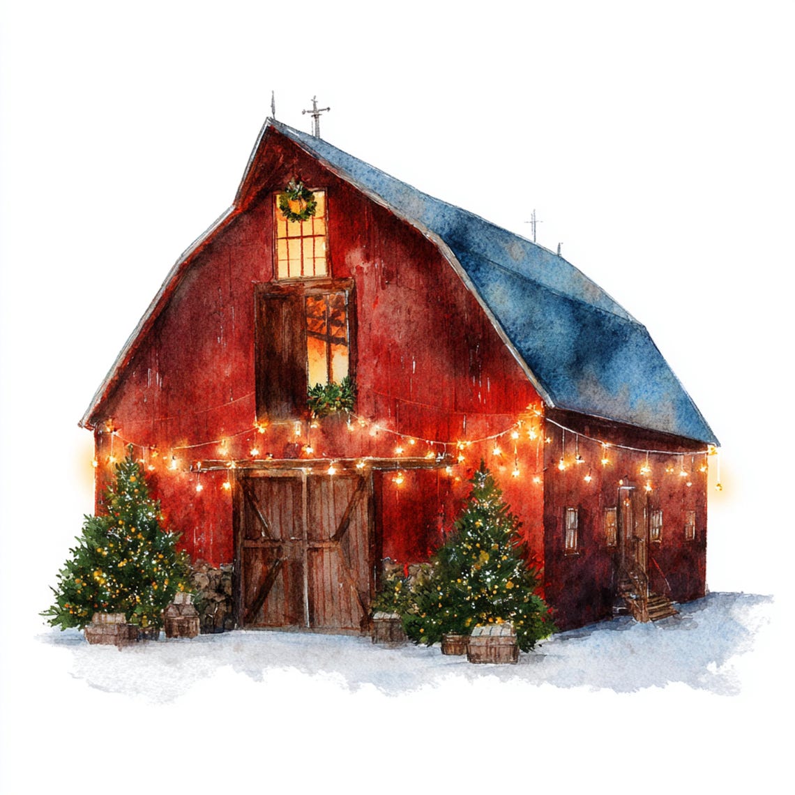 10 Printable Christmas Barn Print, Christmas Country Art, Barn Xmas ...