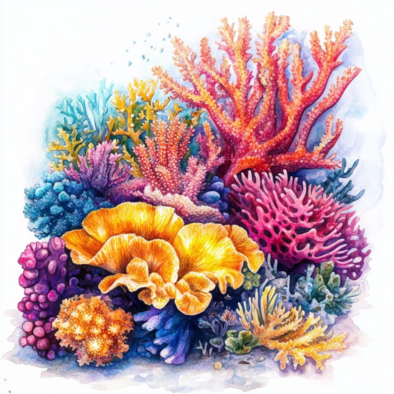 Printable Corals Clipart, Corals Watercolor, Nautical Print, Printable ...
