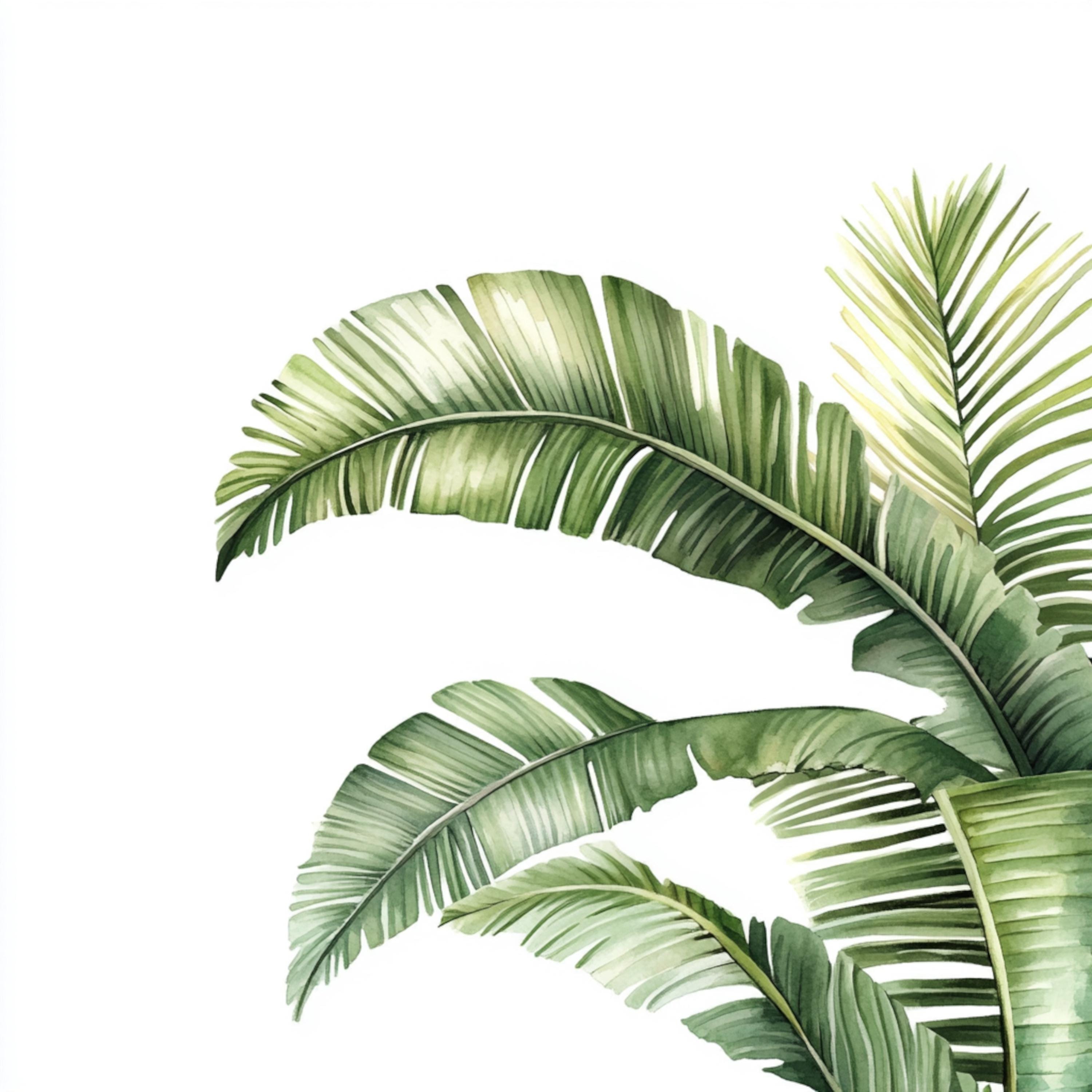 Printable Palm Leaves Decor, Watercolor 10 Images, Palm Leaves ...
