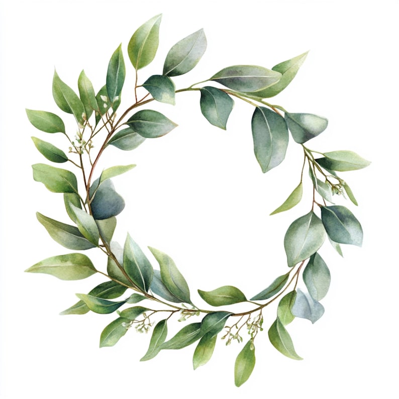 10 Printable Eucalyptus Leaves Frames, Watercolor Eucalyptus ...