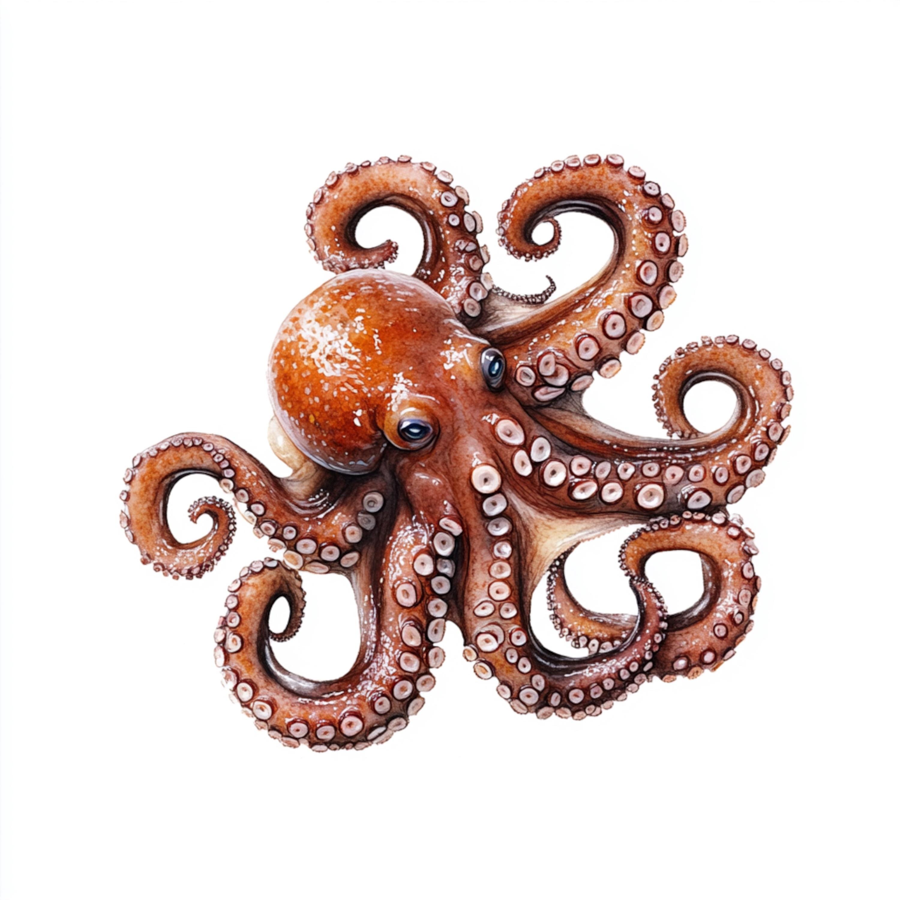 Printable Octopus Clipart, Octopus Watercolor, Nautical Clip Art ...