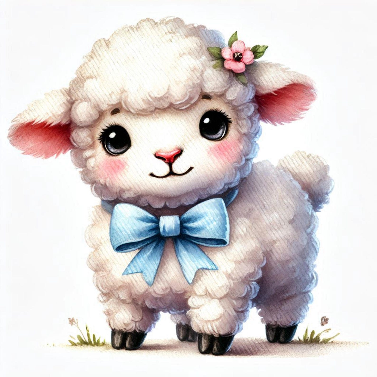 10 Printable Cute Baby Sheep Clipart, Watercolor Sheep, Sheep Girl ...