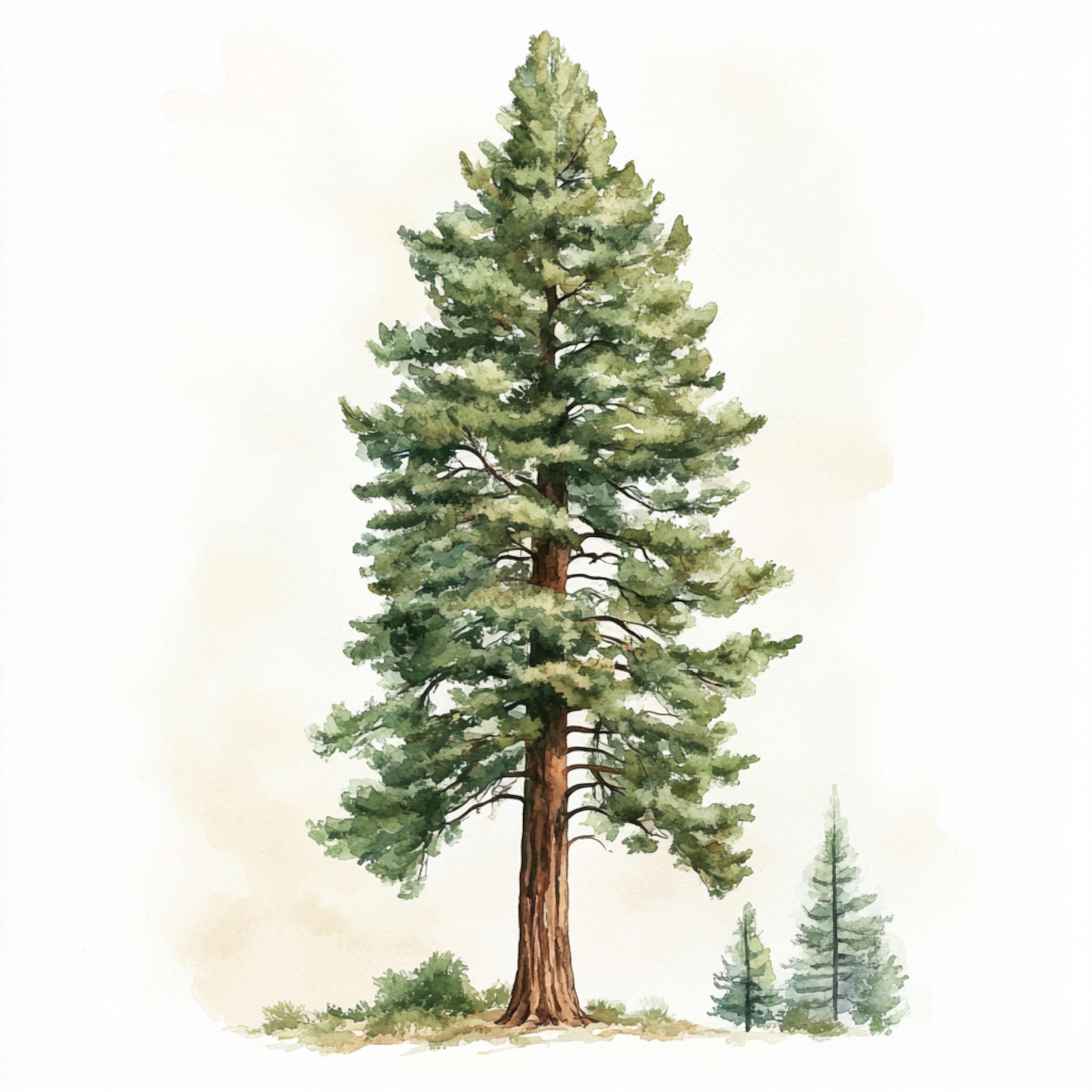 10 Printable Sequoia Tree, Watercolor Tree, Sequoia Tree Art, Green ...
