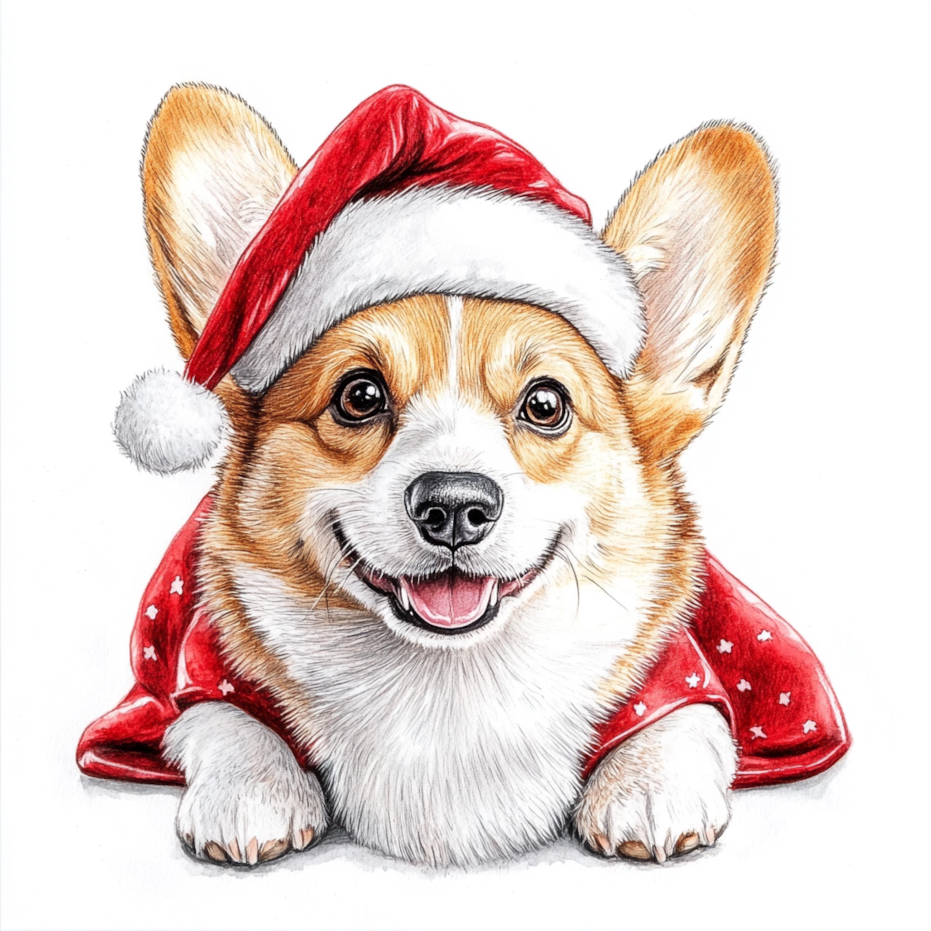 Printable Christmas Cute Corgi Clipart, Watercolor Art, Cute Clipart ...