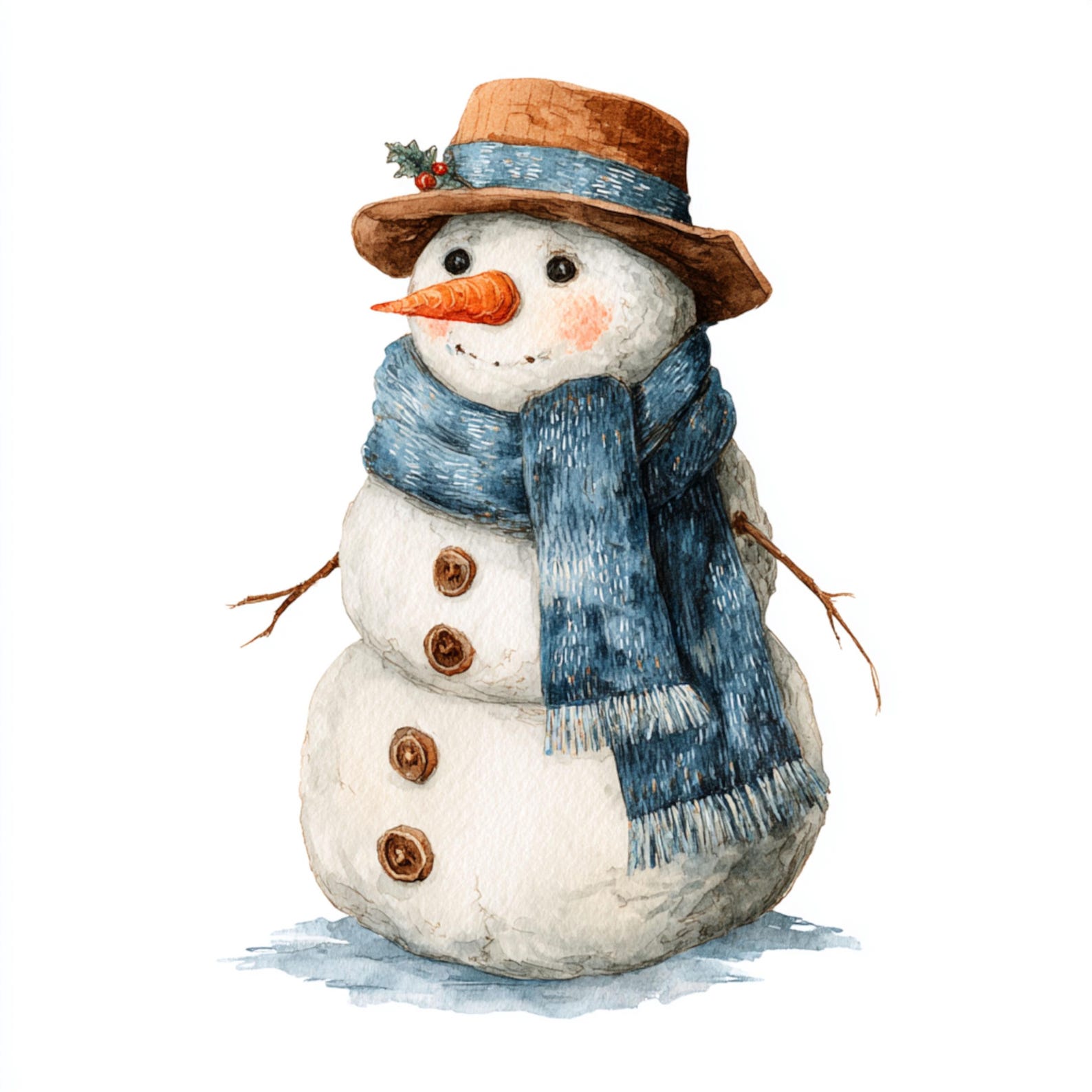 10 Printable Snowman, Vintage Snowman Art, Printable Watercolor Snowman ...