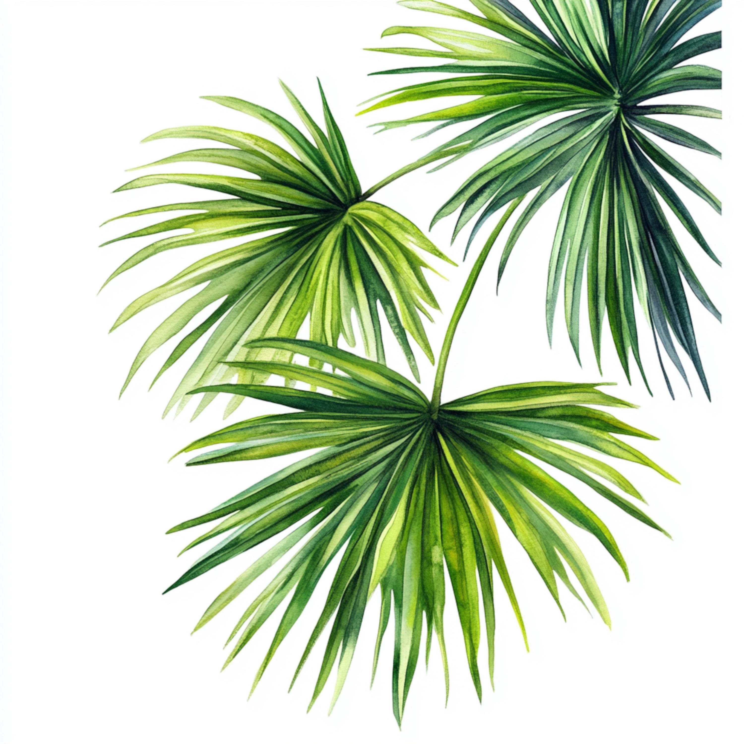 Printable Palm Leaves Decor, Watercolor 10 Images, Palm Leaves ...