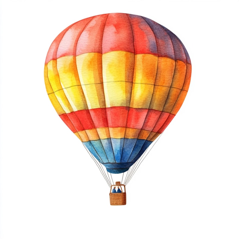 Printable Hot Air Baloon Clipart, Watercolor Art, Printable JPG, Air ...