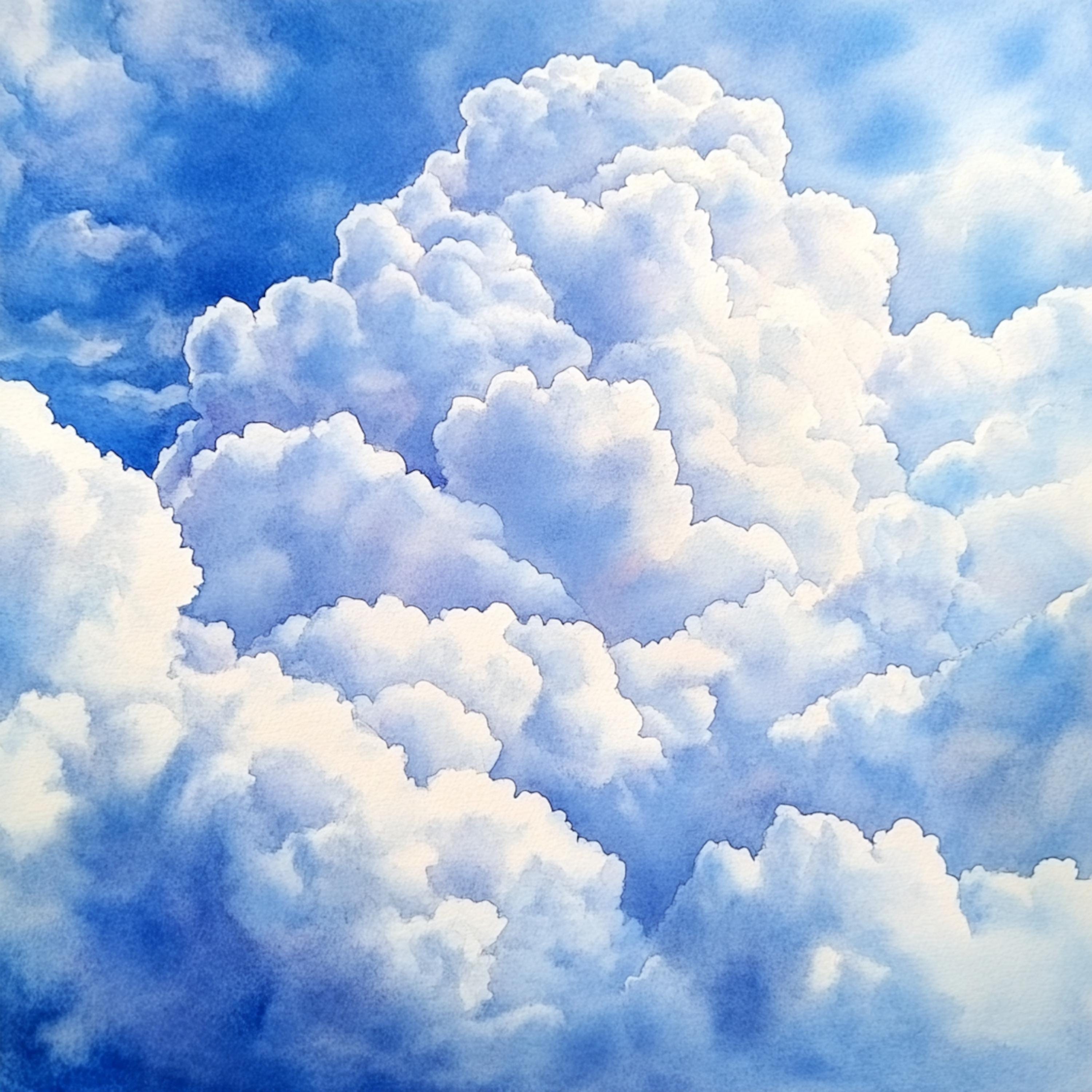 Printable Clouds, Watercolor Cloud, Blue Heaven Clipart, Printable JPG ...