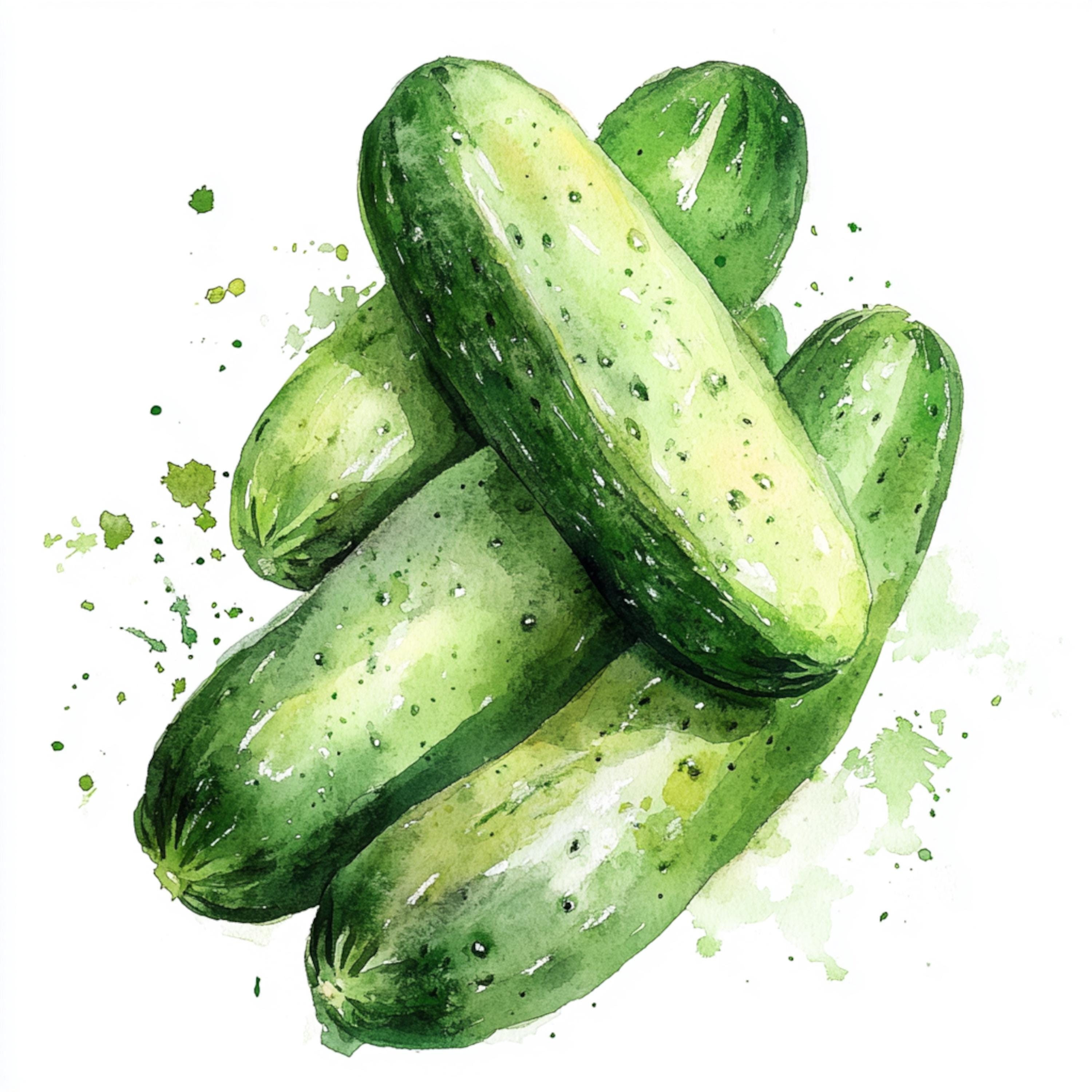Printable Cucumber Decor, Watercolor Cucumbers, Cucumber Art, 10 Clip ...