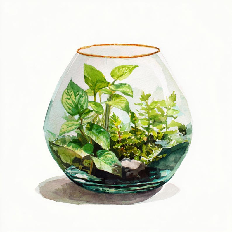 10 Printable Terrarium, Glass Terrarium, Botanical Terrarium Decor ...