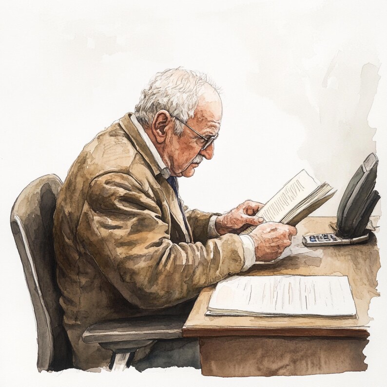 10 Printable Elderly Reading Man, Elderly Man Sitting With Book ...