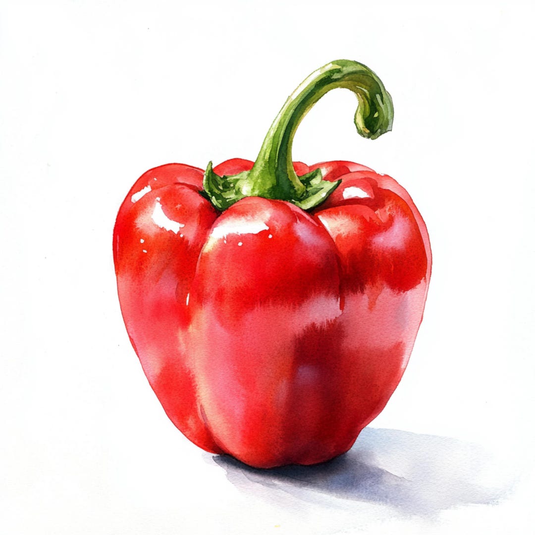 Printable Pepper Decor, Watercolor Sweet Pepper, Red Pepper Art, Ppper ...