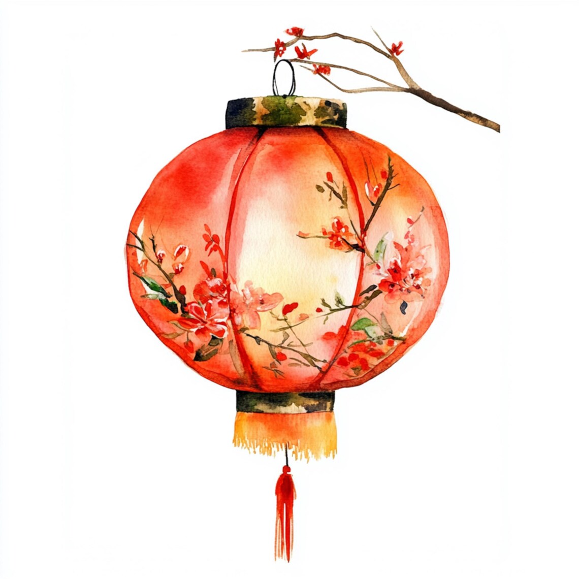 Printable Chinese Lantern, Watercolor Chinese Lantern, Printable Jpgs ...
