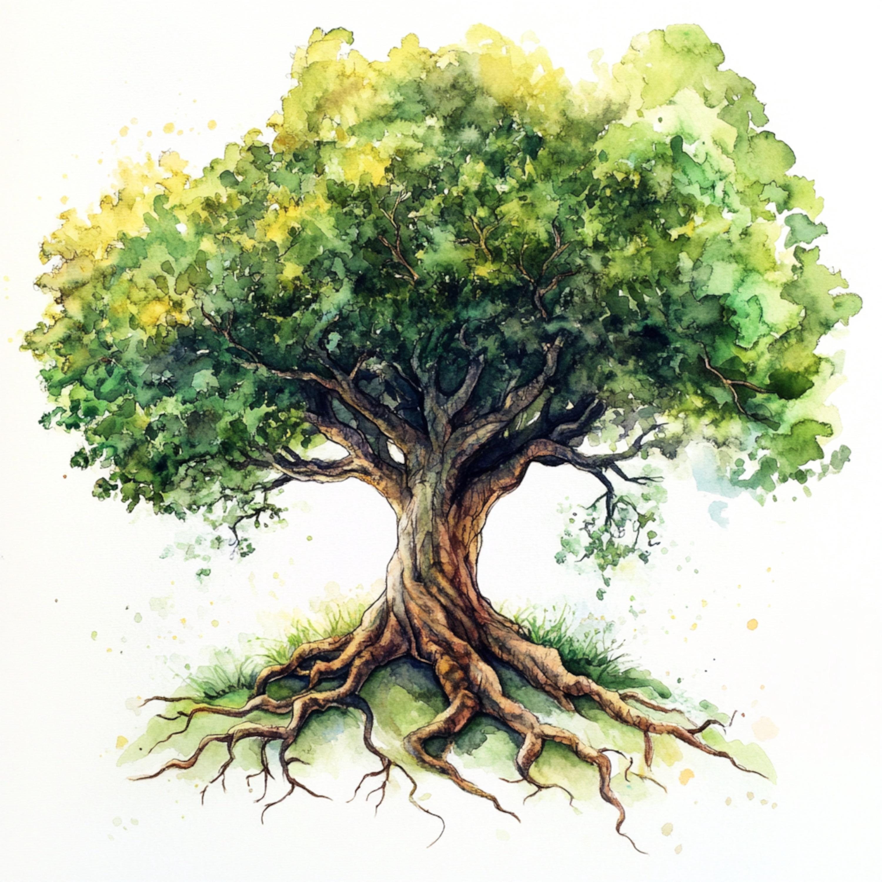 10 Mythical Tree Clipart, Spiritual Trees Art, Printable Watercolors ...