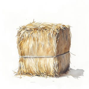10 Printable Hay Painting, Watercolor Hay Bale, Straw Bale Decor ...