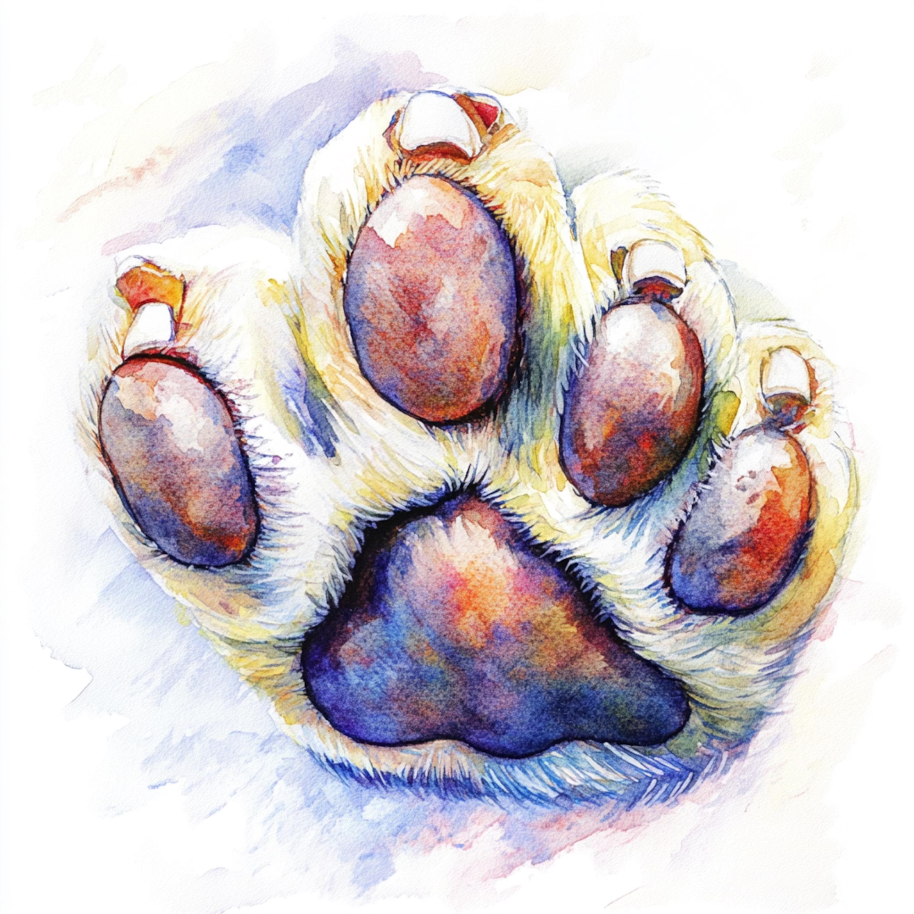Printable Dogs Paw Clipart, Watercolor Paws, Cute Dogs Paws, Printable ...