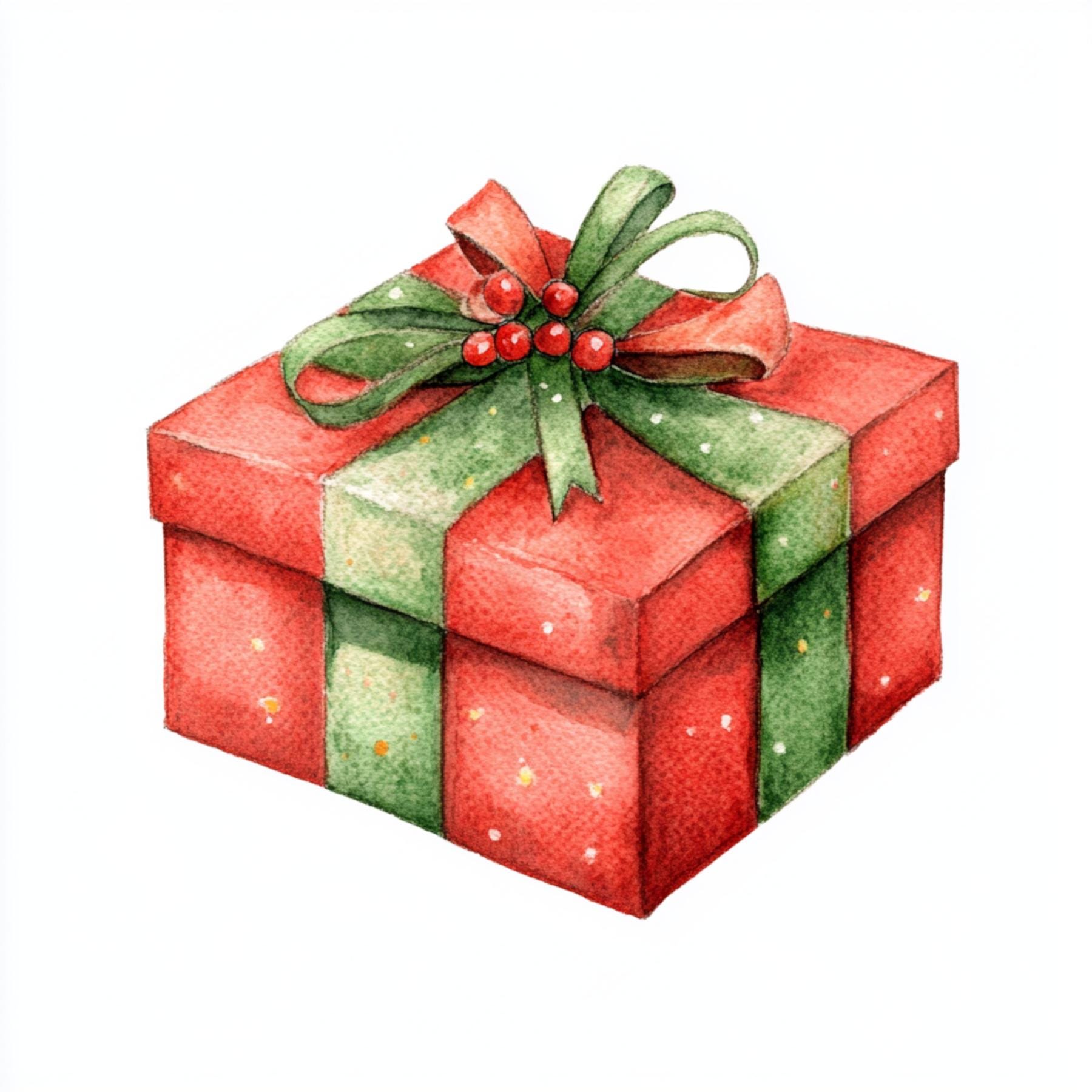 Vintage Gift Box, Watercolor Images, Digital Paper Craft, Christmas ...