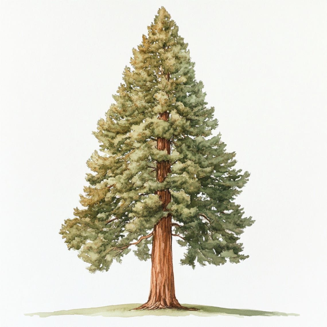 10 Printable Sequoia Tree, Watercolor Tree, Sequoia Tree Art, Green ...