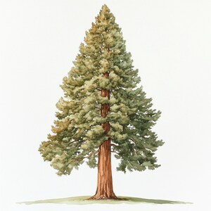 10 Printable Sequoia Tree, Watercolor Tree, Sequoia Tree Art, Green ...