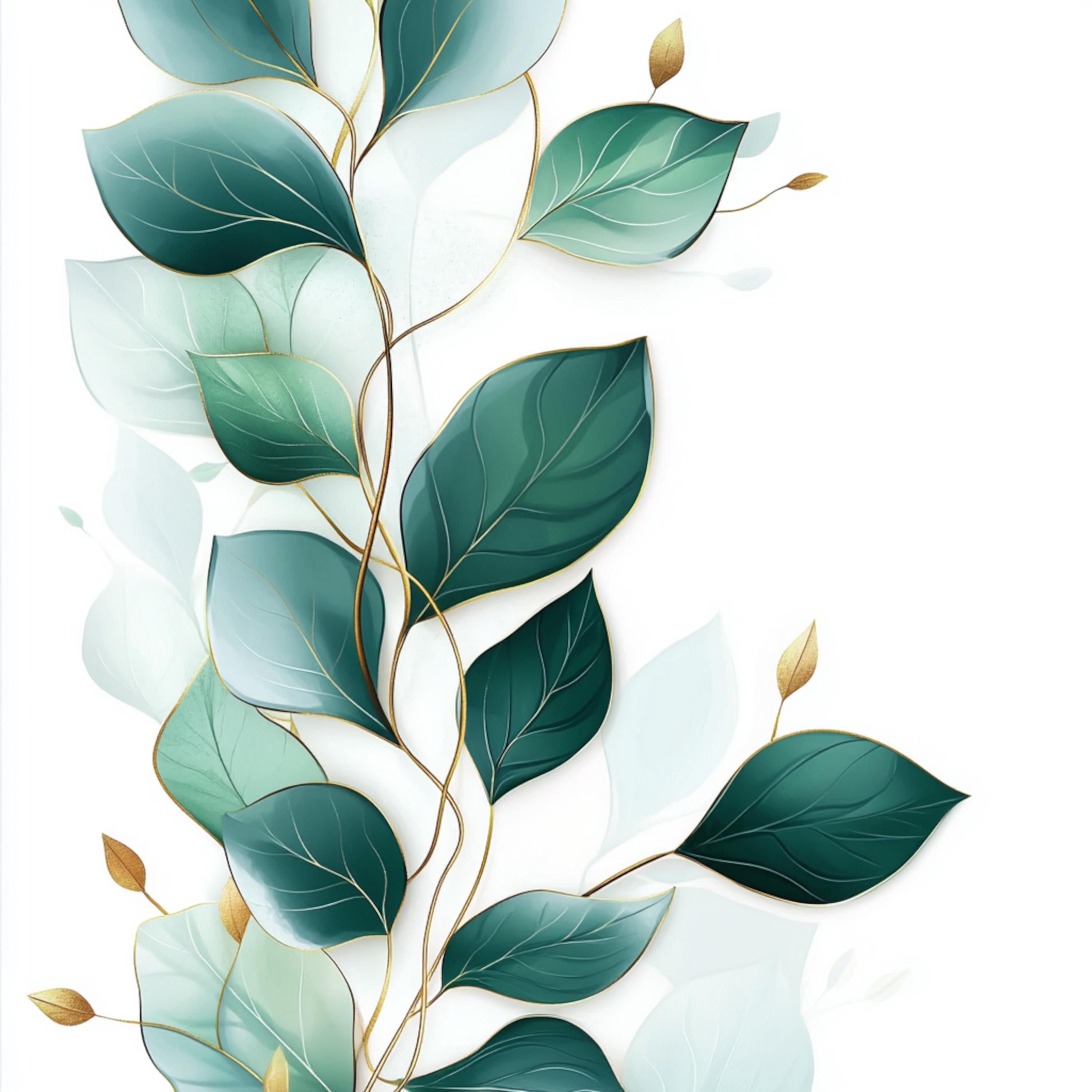 Printable Abstract Leaves, Watercolor Green Leaves, Botanical Art, Clip ...
