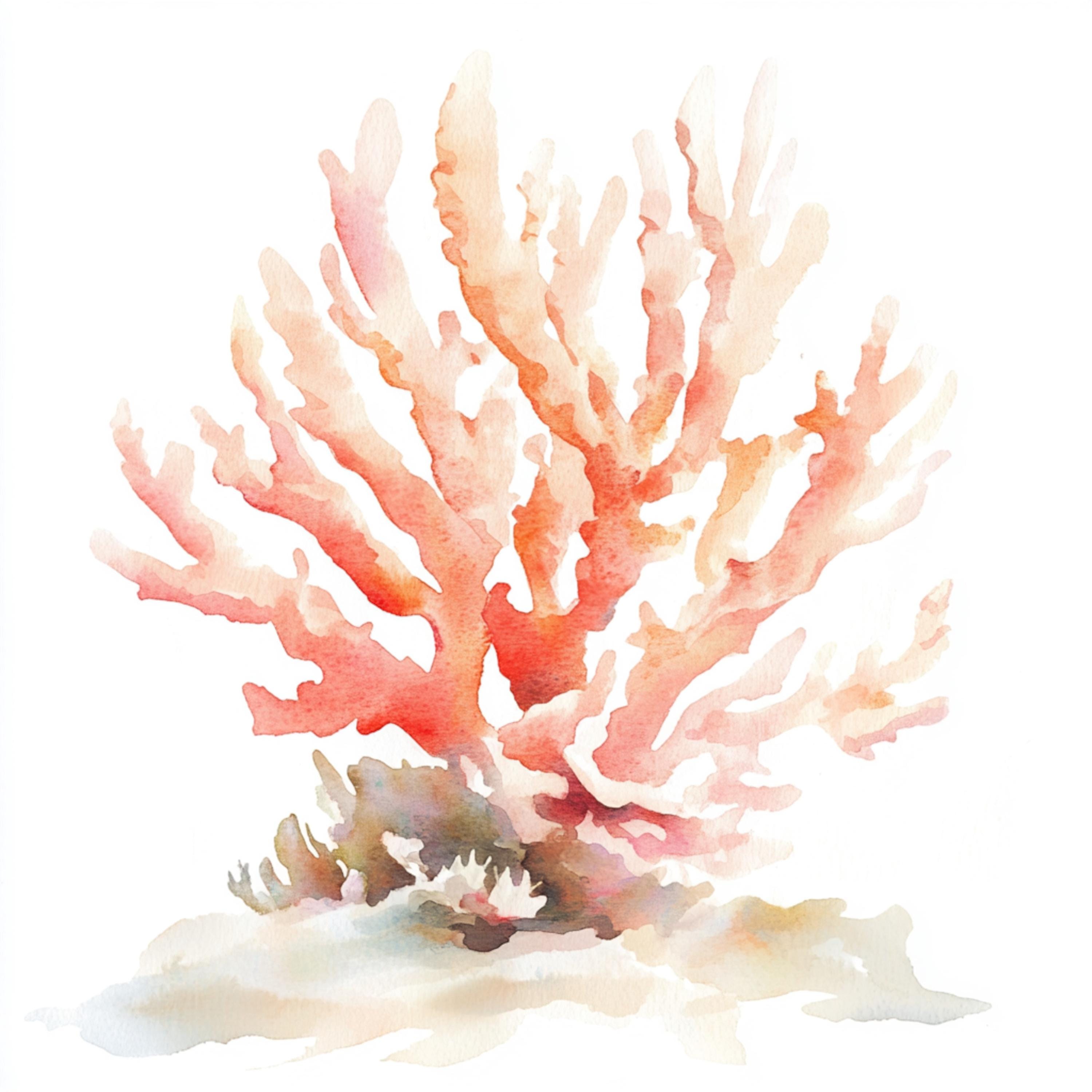 10 Printable Corals Clipart, Corals Watercolor, Nautical Print, Sea ...