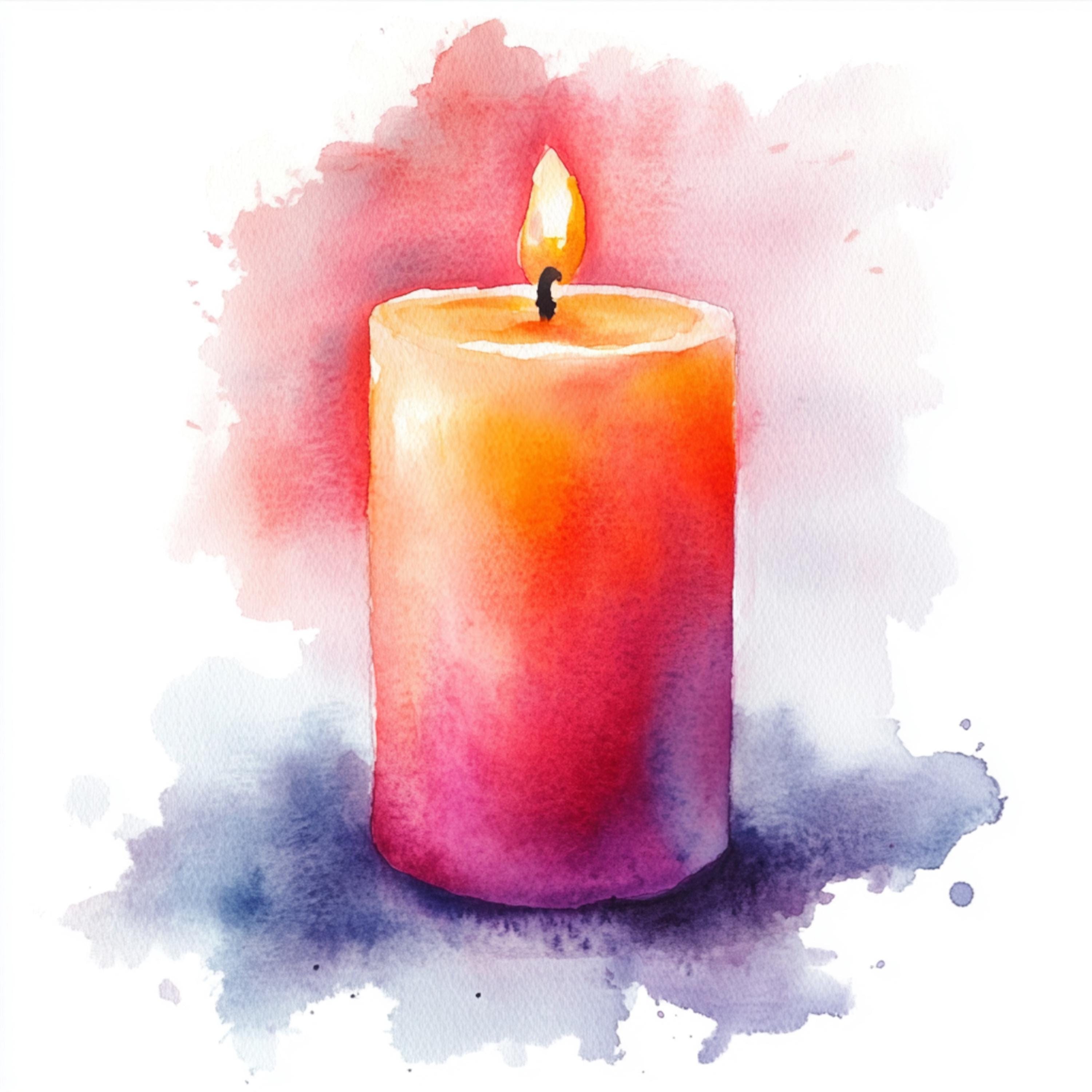 10 Printable Candle, Minimalist Candle, Watercolor Candle, Zen Print ...