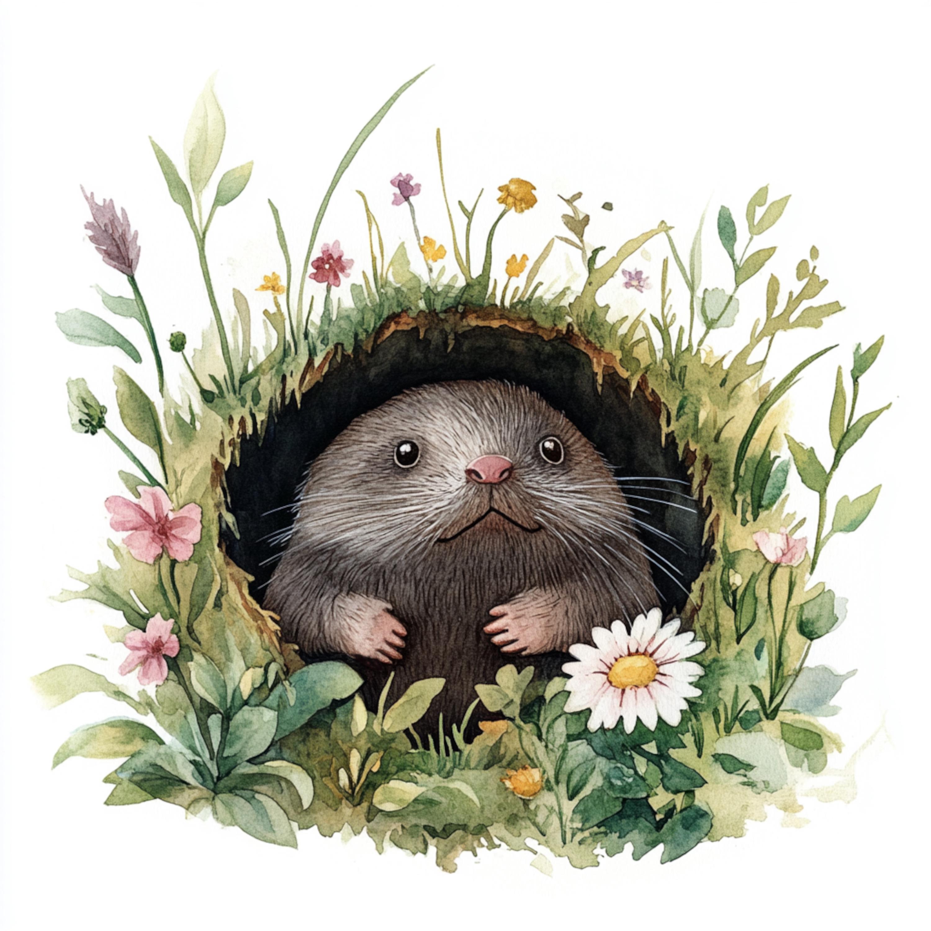 Printable Cute Mole Clipart, Moles Watercolor Art, Printable JPG ...