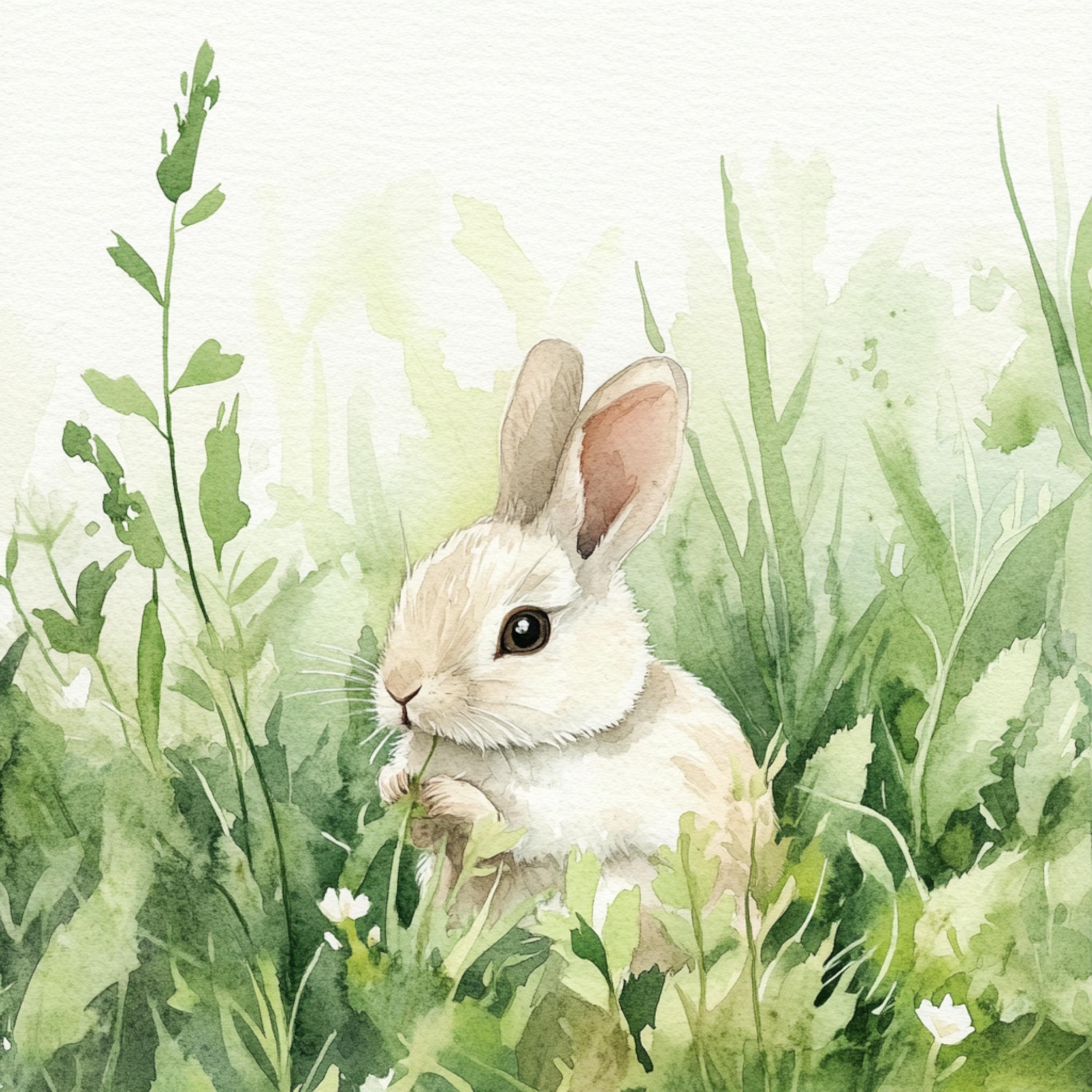 10 Printable Rabbits in Forest, Watercolor Rabbit , Cute Rabbit Clipart ...